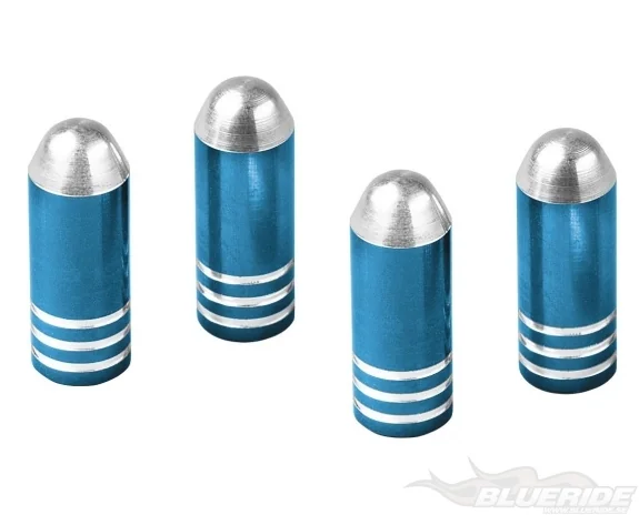 Blå & kromade ventilhattar i aluminium, 29 kr | Ventilhattar